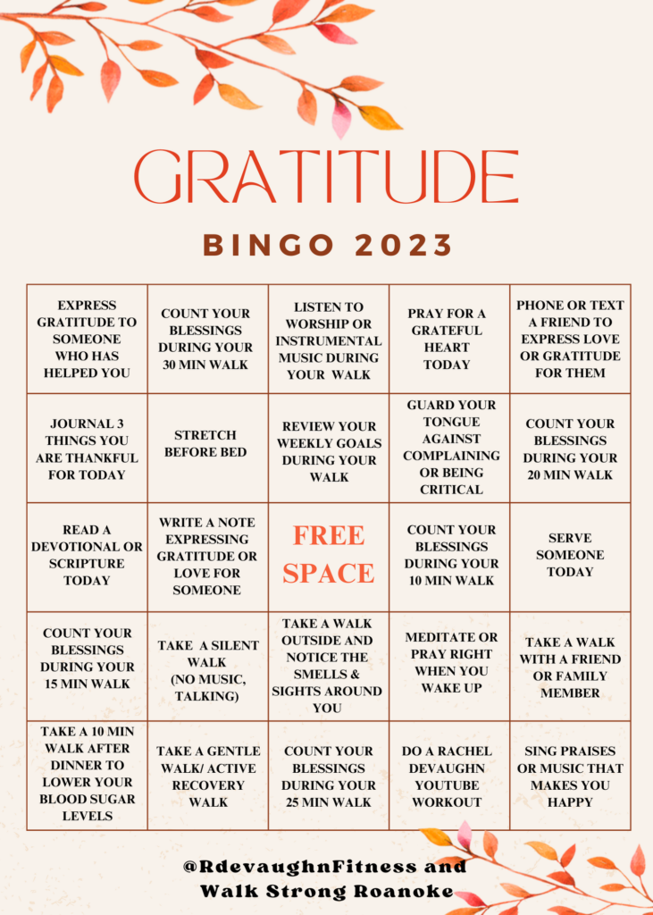 Walking and Gratitude BINGO challenge 2023 starts today! | EmpowerMoms